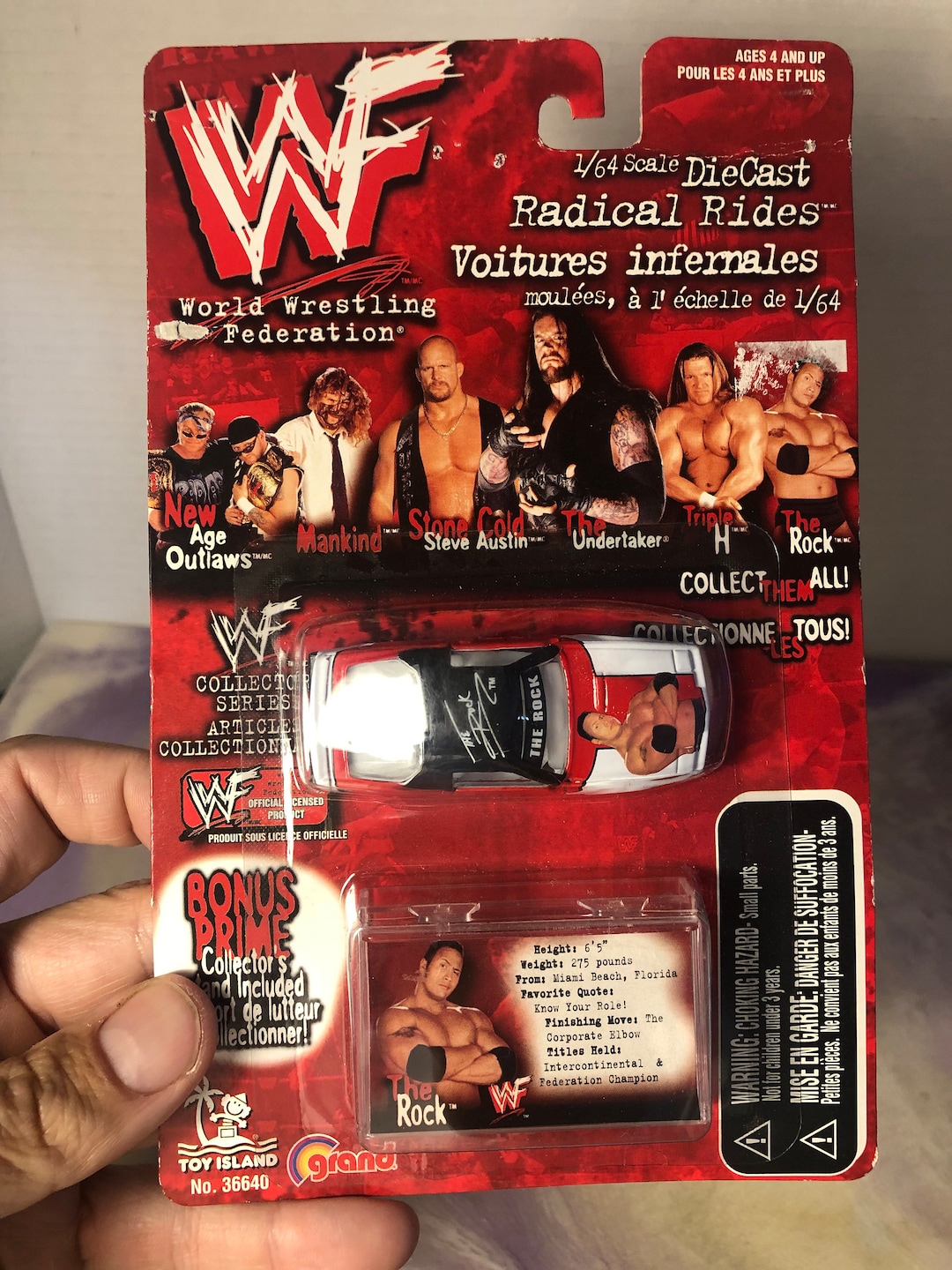Vintage Brand New WWF Radical Rides Die Cast Car (the ROCK) 1/64 Scale ...