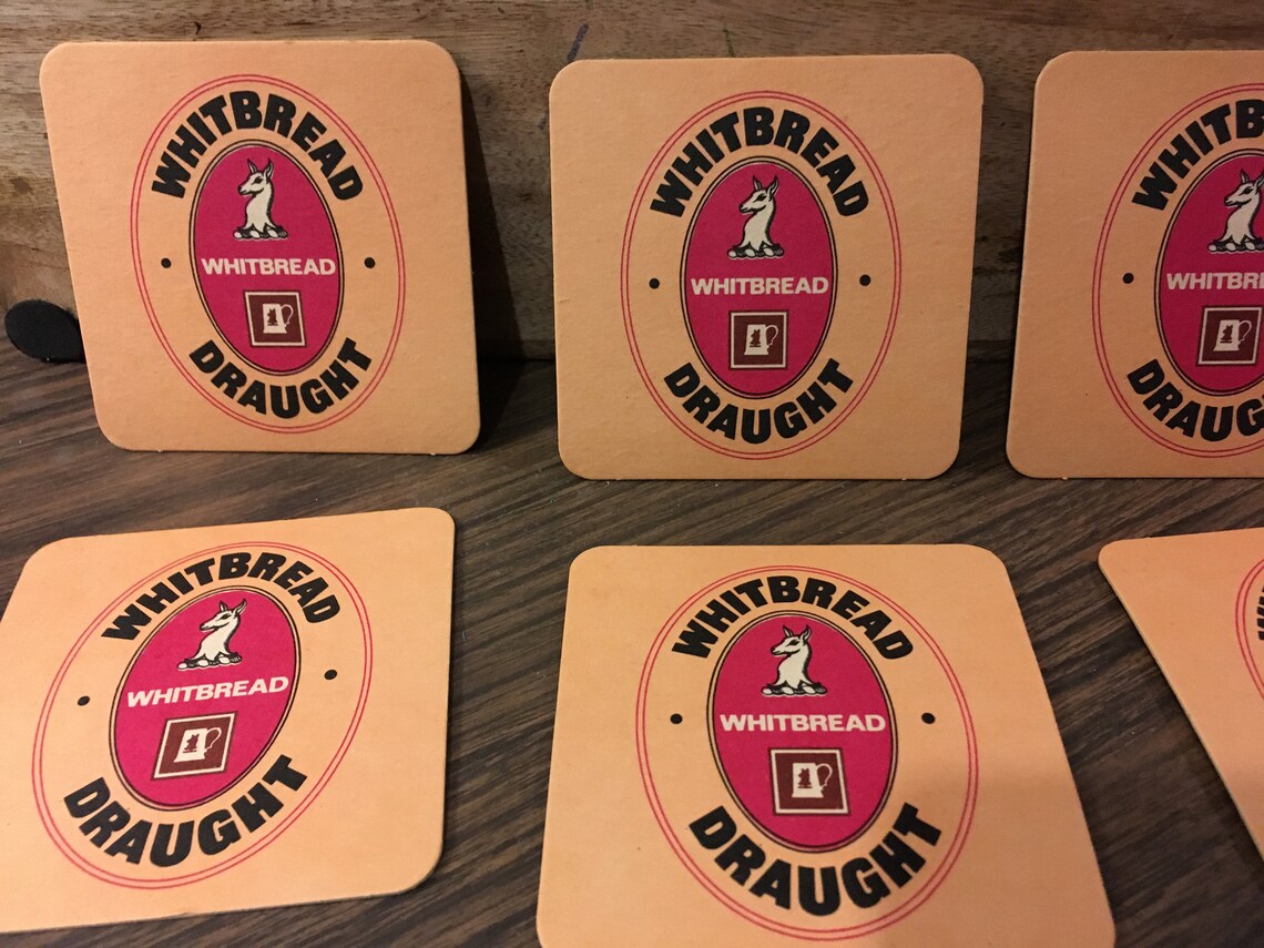 Vintage Whitbread Draught Beer Themed Coasters - Rare Vintage Bar Beer ...