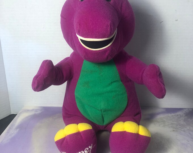 Vintage Playskool Talking Barney Plush Toy 1992 Purple Dinosaur Works ...