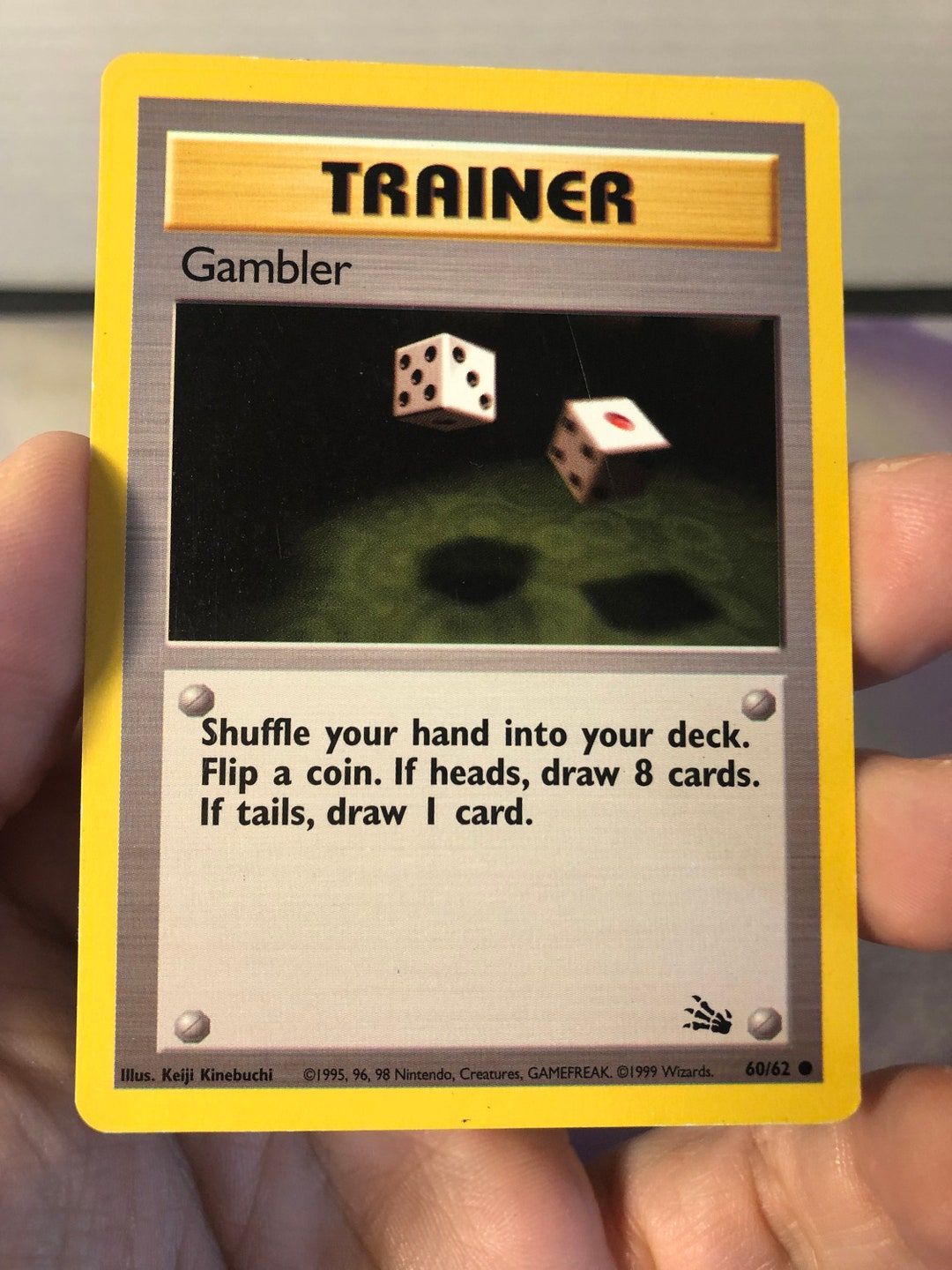 Vintage Pokemon Trading Card Game 1999 Gambler 60/62 | Fossil Set ...