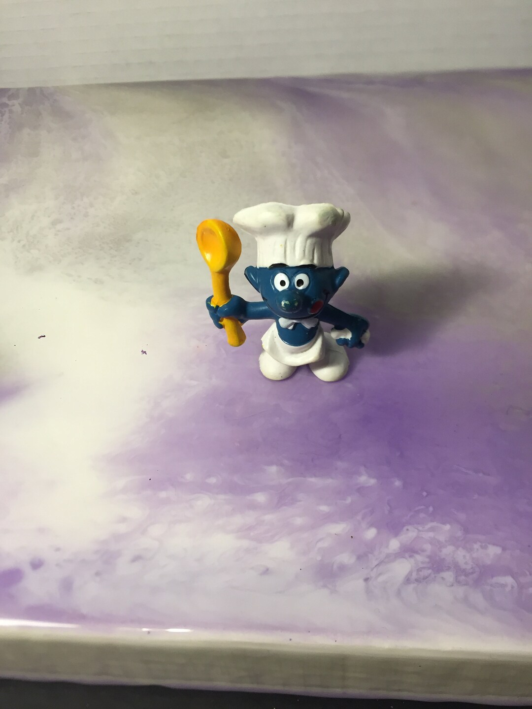Vintage SMURFS Smurf (smurf Holding Spoon) Figure PVC Cake Topper Rare ...