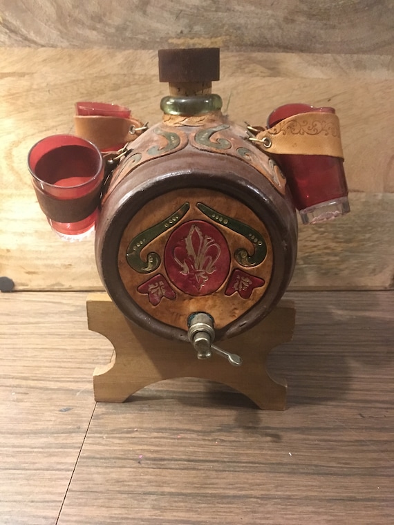 Vintage Leather Bound Alcohol Spirit Canteen / Decanter Keg | Etsy