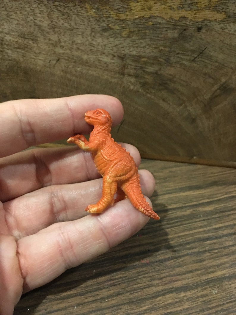 Vintage Dinosaur Toy Orange Rubber Mini T-rex Tyrannosaurus - Etsy