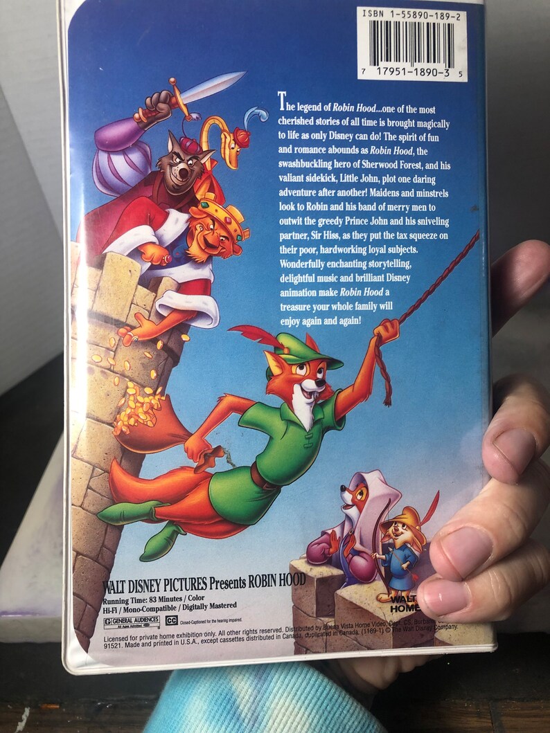 Vintage Walt Disney's Classic VHS Robin Hood Original - Etsy