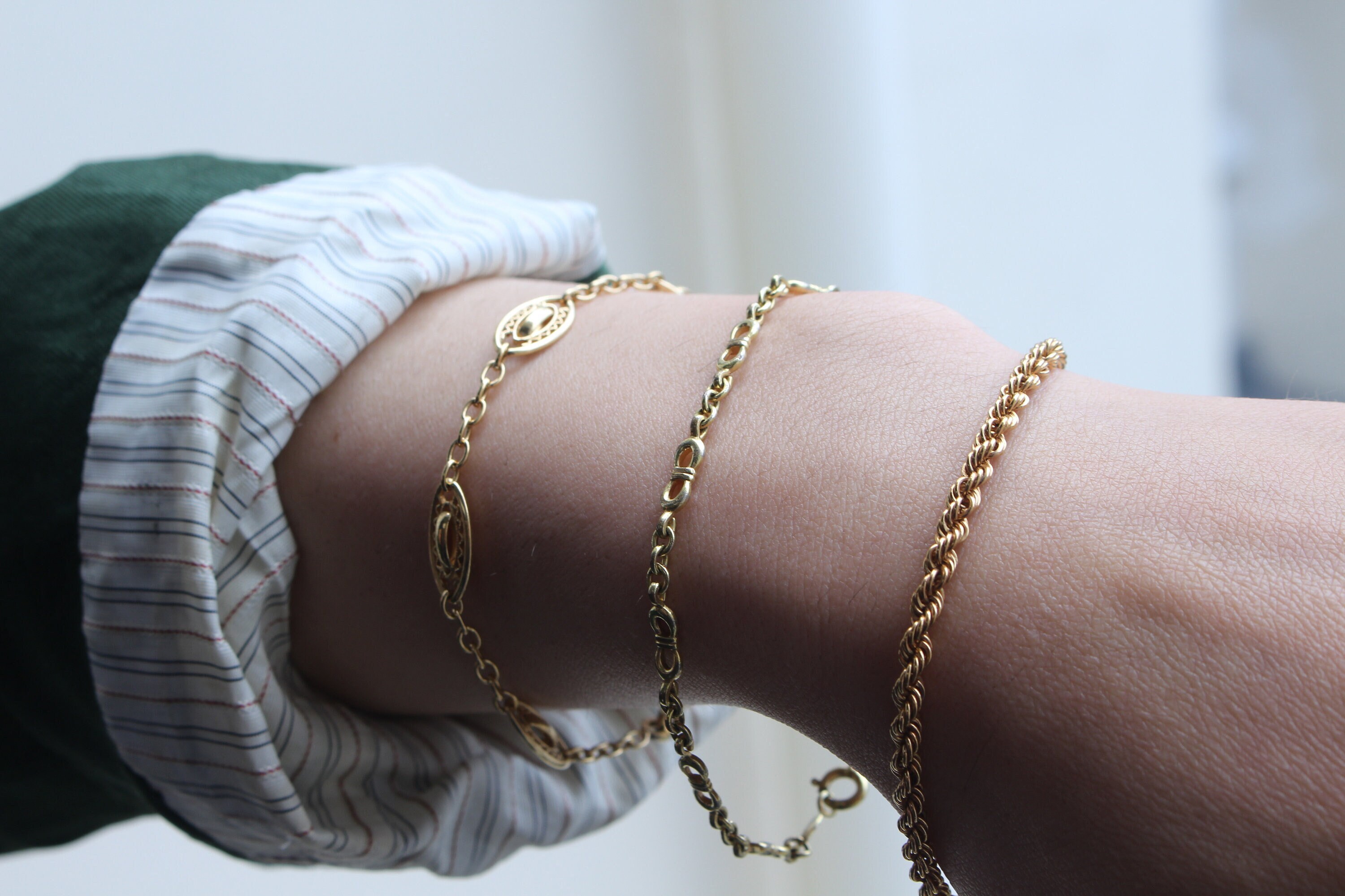 Bracelet Vintage Fin En Métal Plaqué Or - Etsy