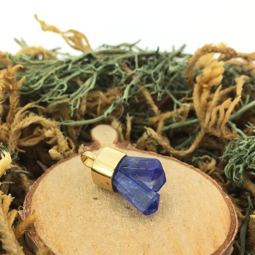 Tanzanite Crystal Cluster Mini Pendant With 18 Karat Gold Setting ...