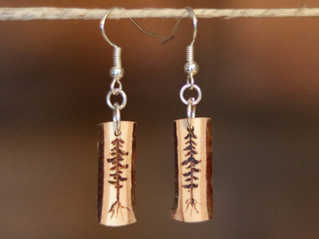 Live Edge Plank Wooden Earrings - Etsy