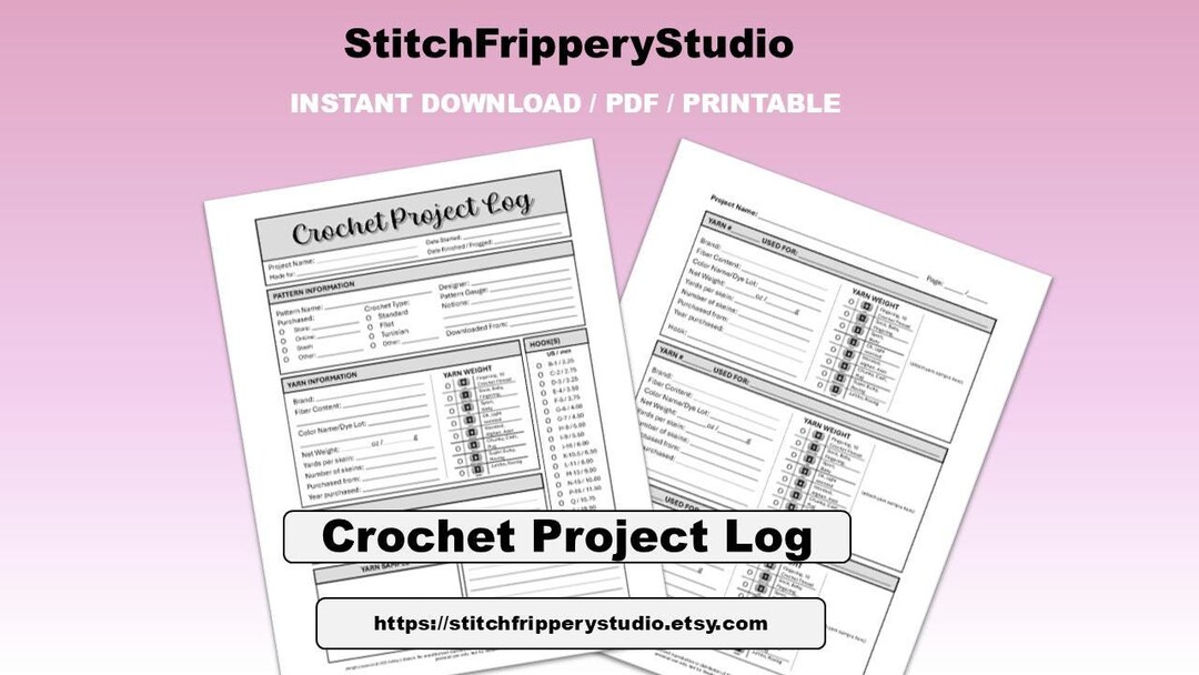 Crochet Project Log [instant PDF Download]- Crochet Printable - Crochet ...