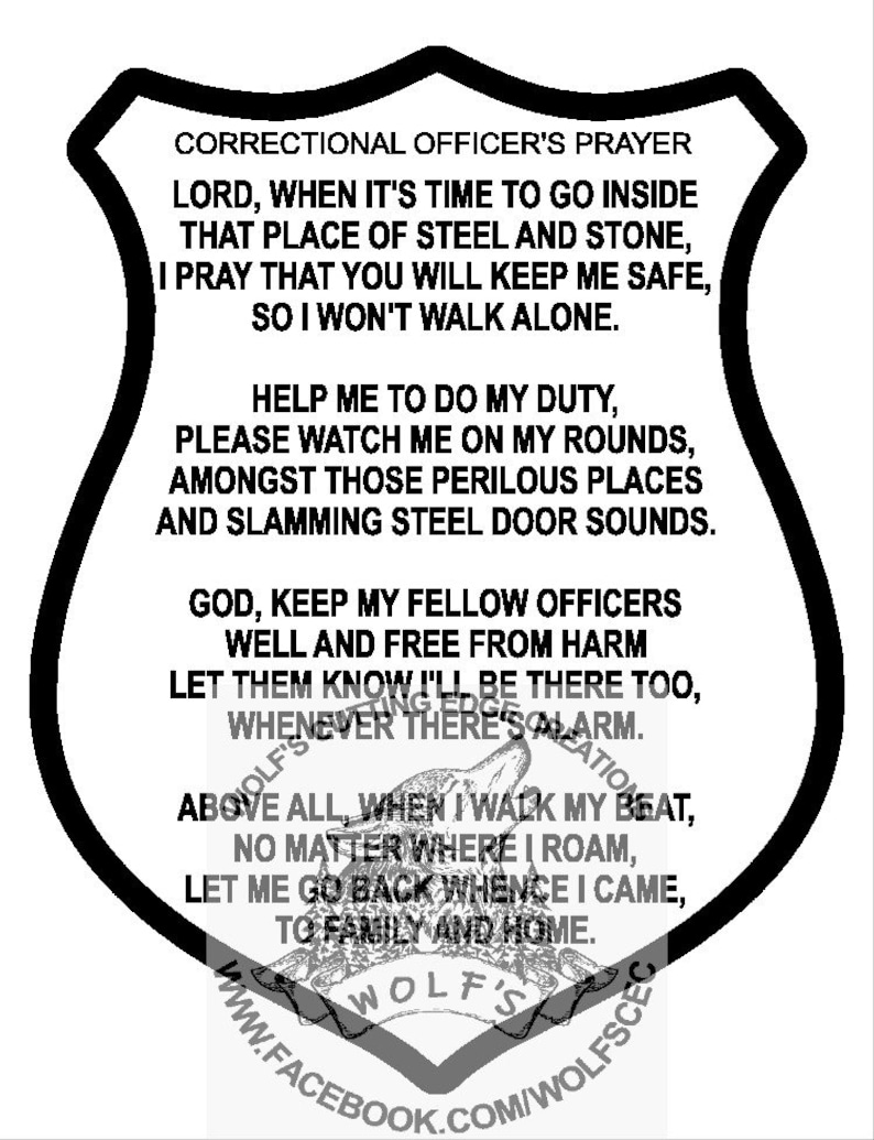 Correctional Officer's Prayer Svg Dxf Png Vector Laser - Etsy