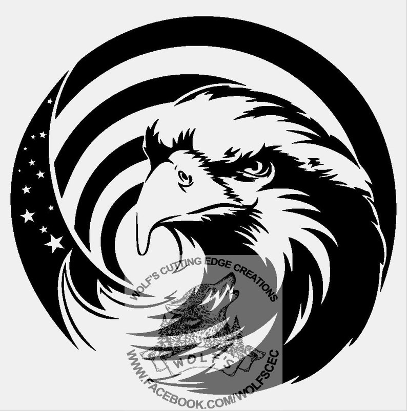 Circle Flag With Eagle Design 2 Svg Dxf Vector Cnc Laser - Etsy