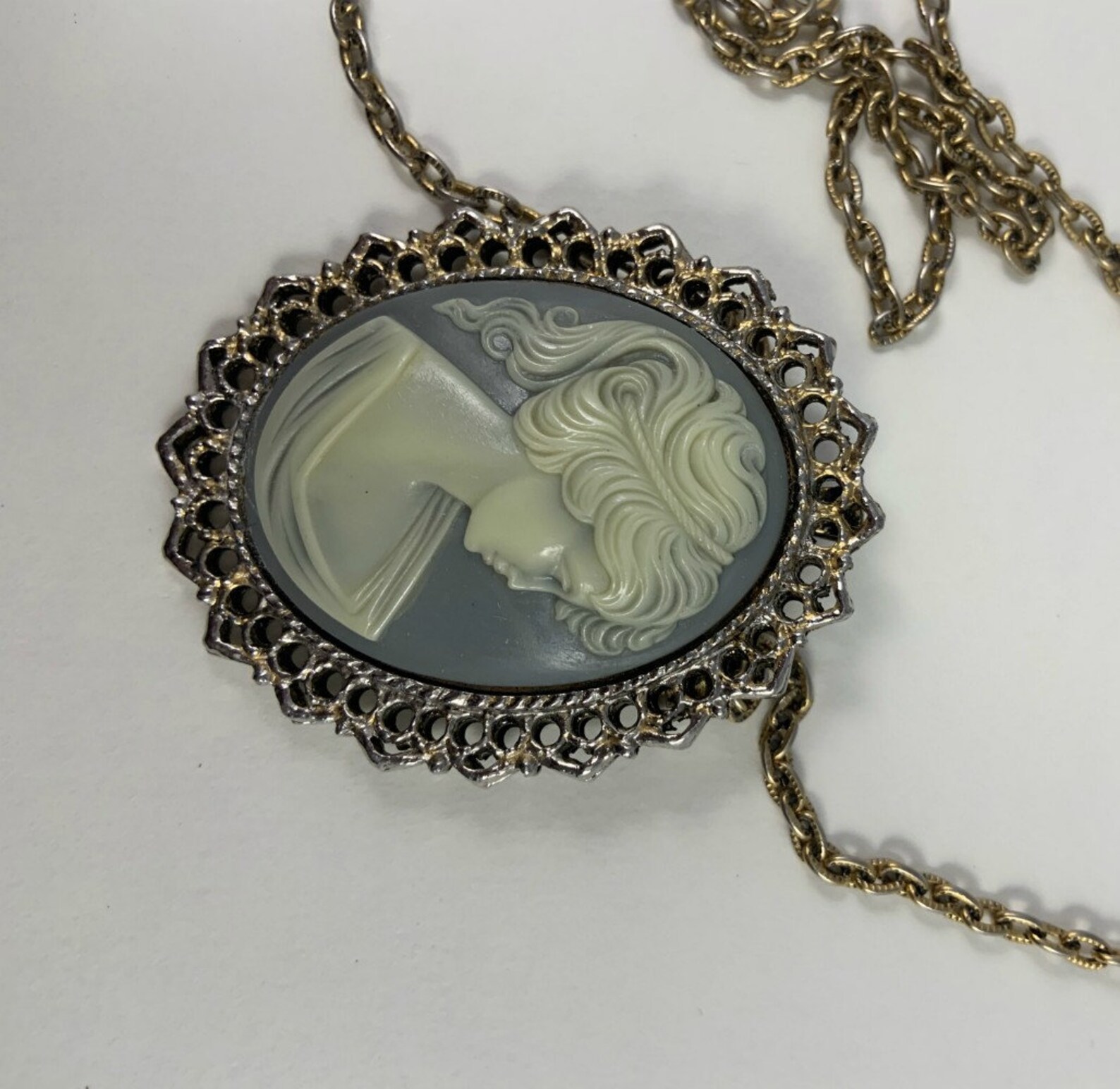 BLUE CAMEO NECKLACE Blue Resin Cameo Necklace 1970's - Etsy