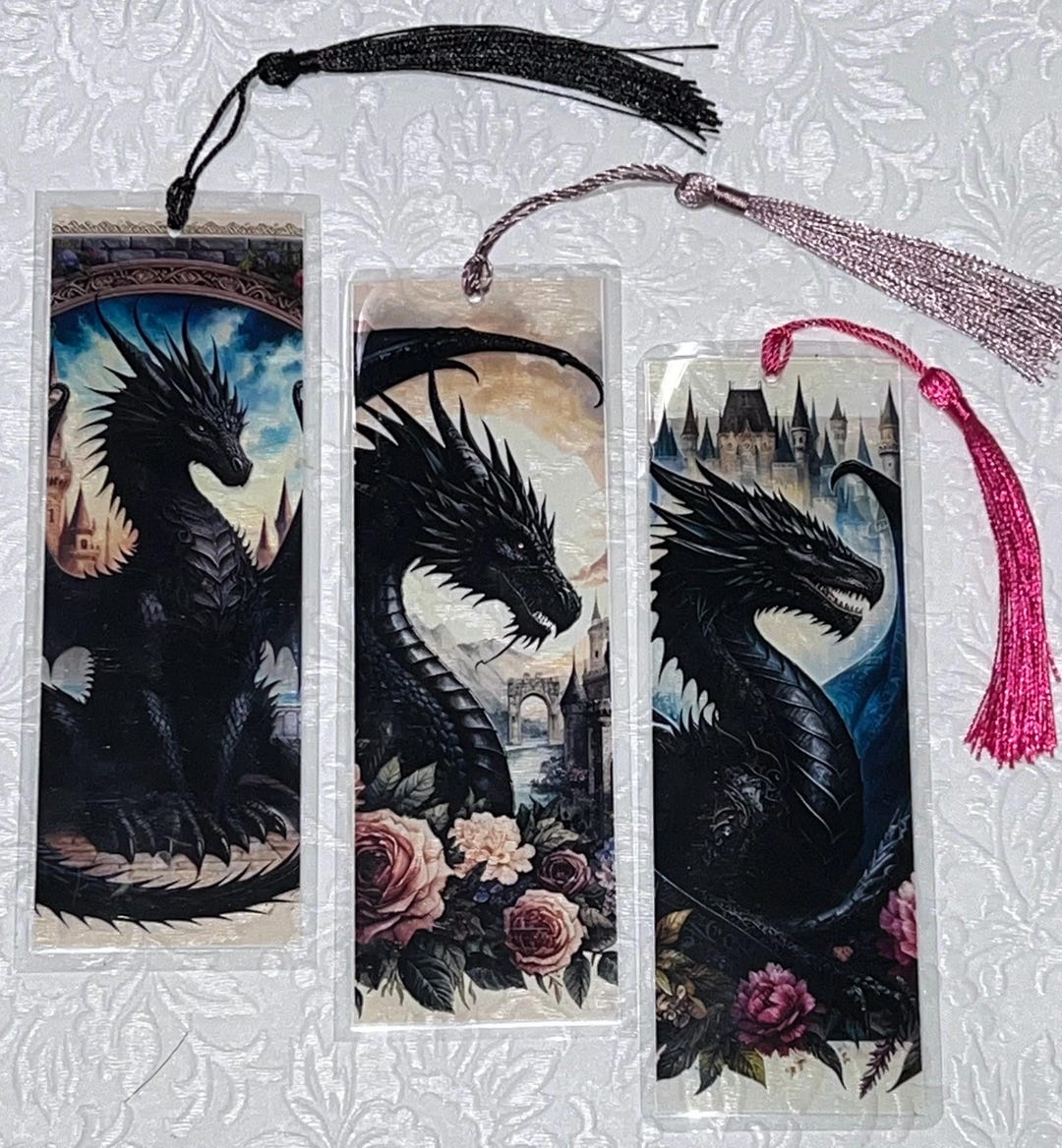 Stained Glass Effect Bookmarks ( Set of 3) - Dragons - Etsy