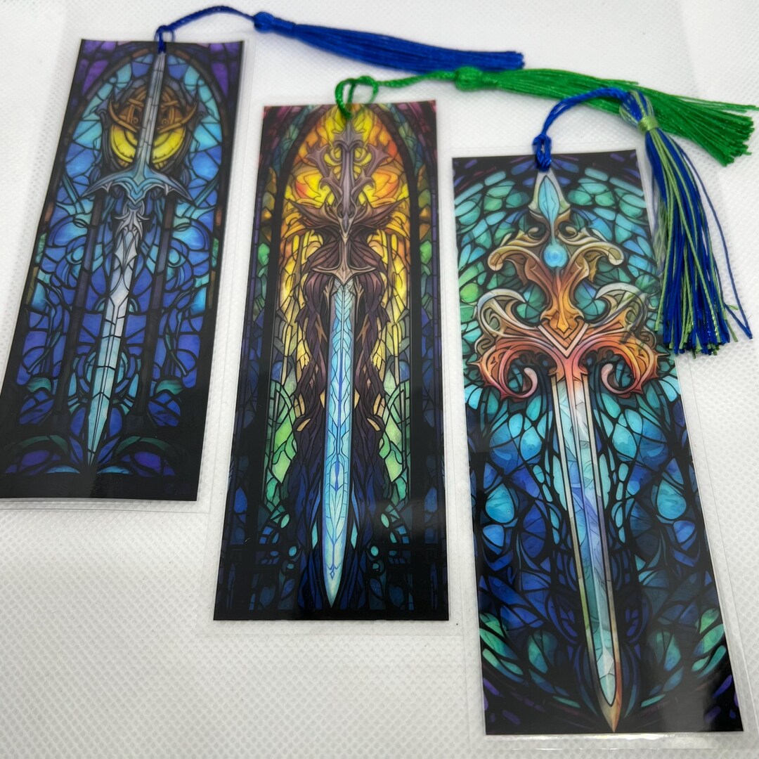 Stained Glass Effect Bookmarks ( Set of 3) - Swords - Etsy