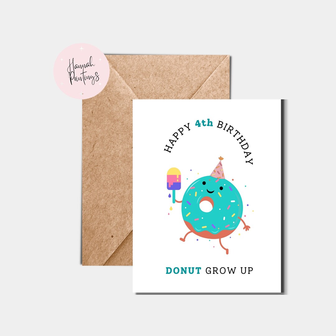Customizable Birthday Card, Donut Grow Up, Funny Gift, Pun Present - Etsy
