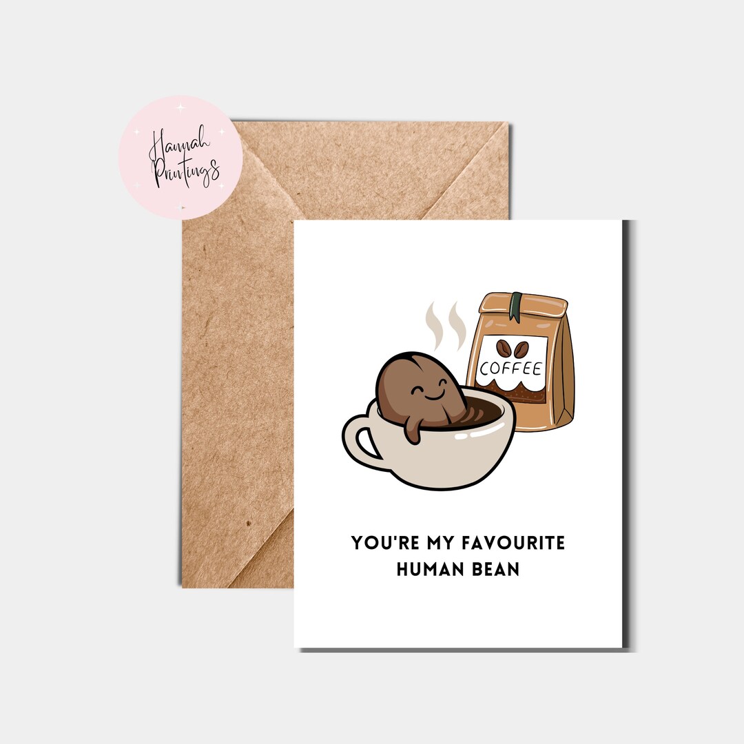 Anniversary Card, Human Bean Card, Cute Gift, Adorable Present for Him ...