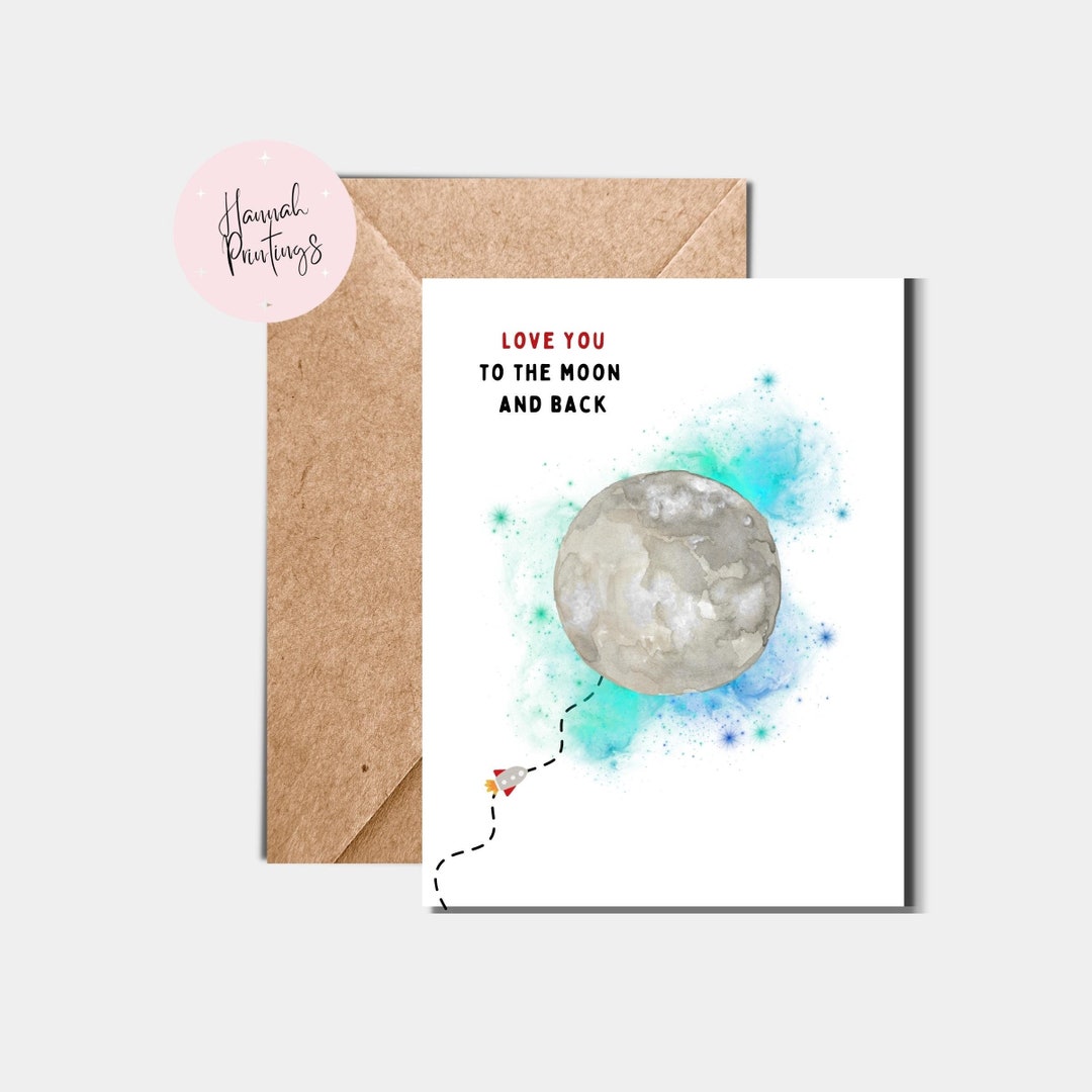 Happy Anniversary Card Love You to the Moon and Back Cute - Etsy