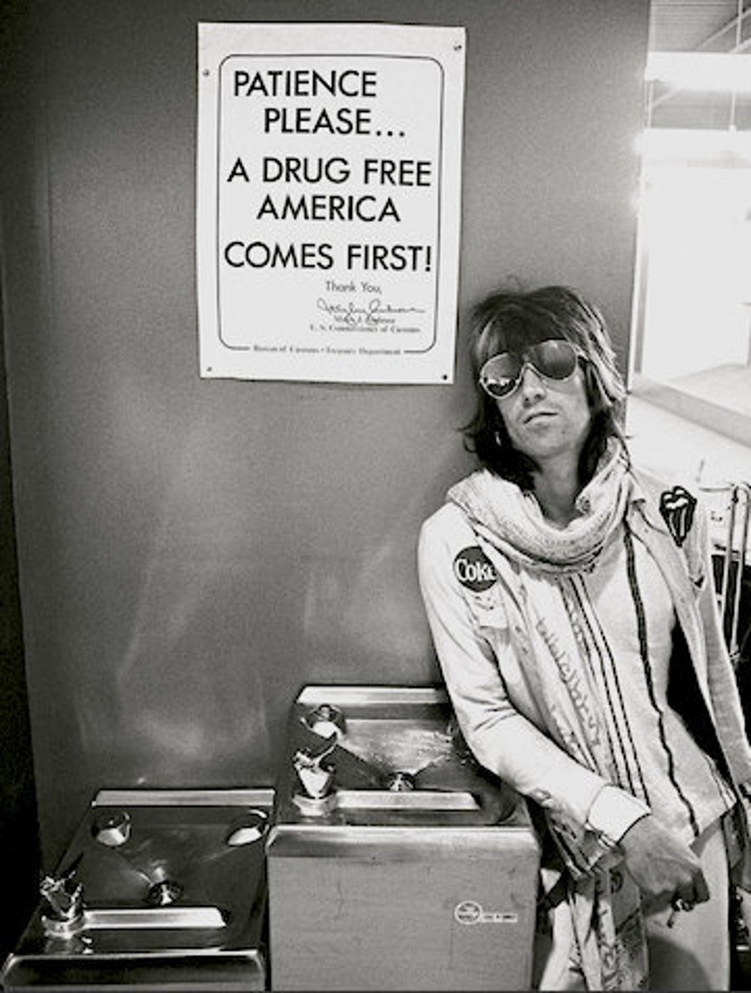 KEITH RICHARDS NY Airport 70s Drug Free America Poster - Etsy