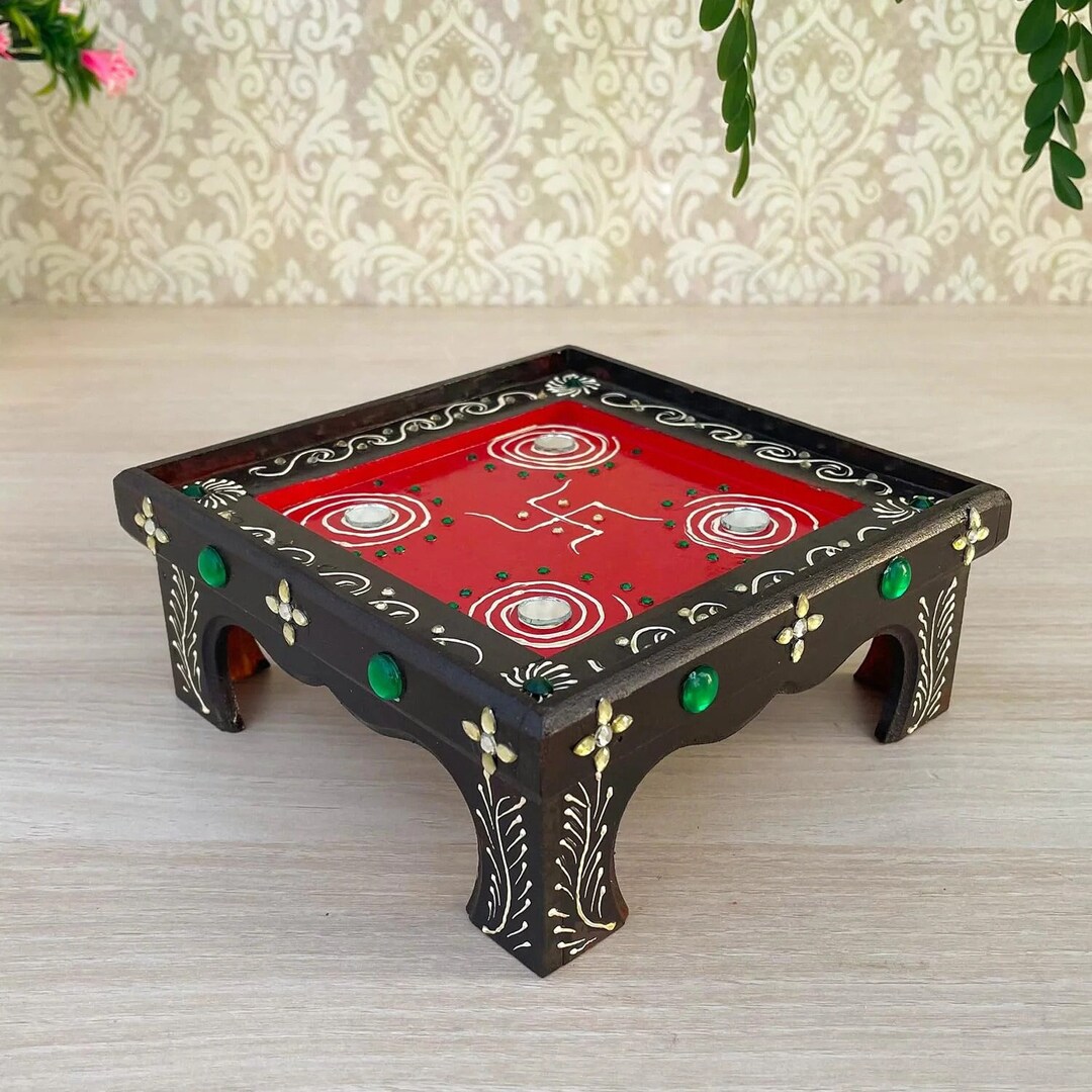 Handicraft Wooden Pedestal/stool/chowki for Home/ethnic/boho ...