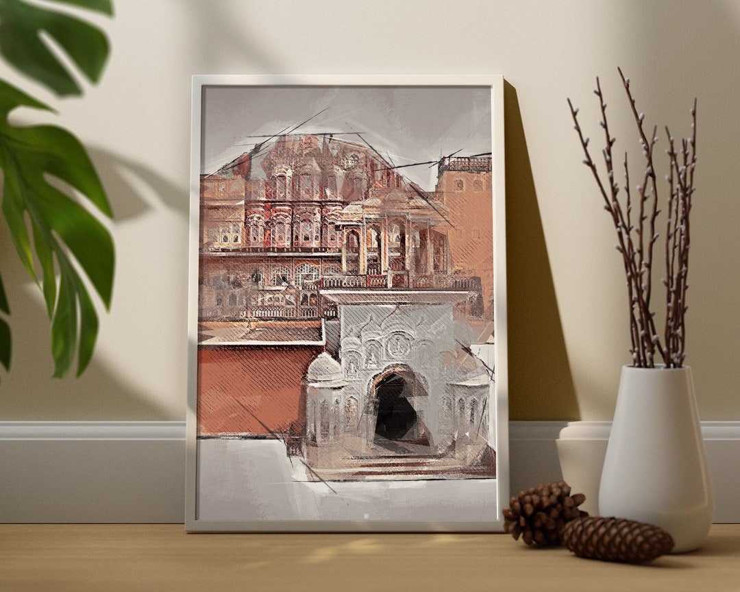 Contemporary Styled Artwork of an Indian Monument hawa - Etsy
