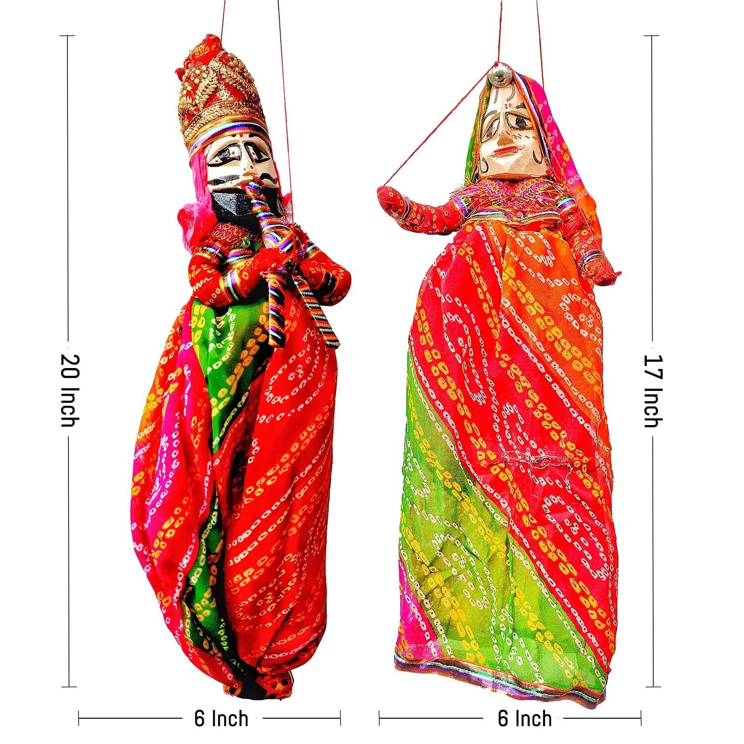 Traditional Rajasthani Handicraft Wooden Puppet Pair(king and Queen) in ...