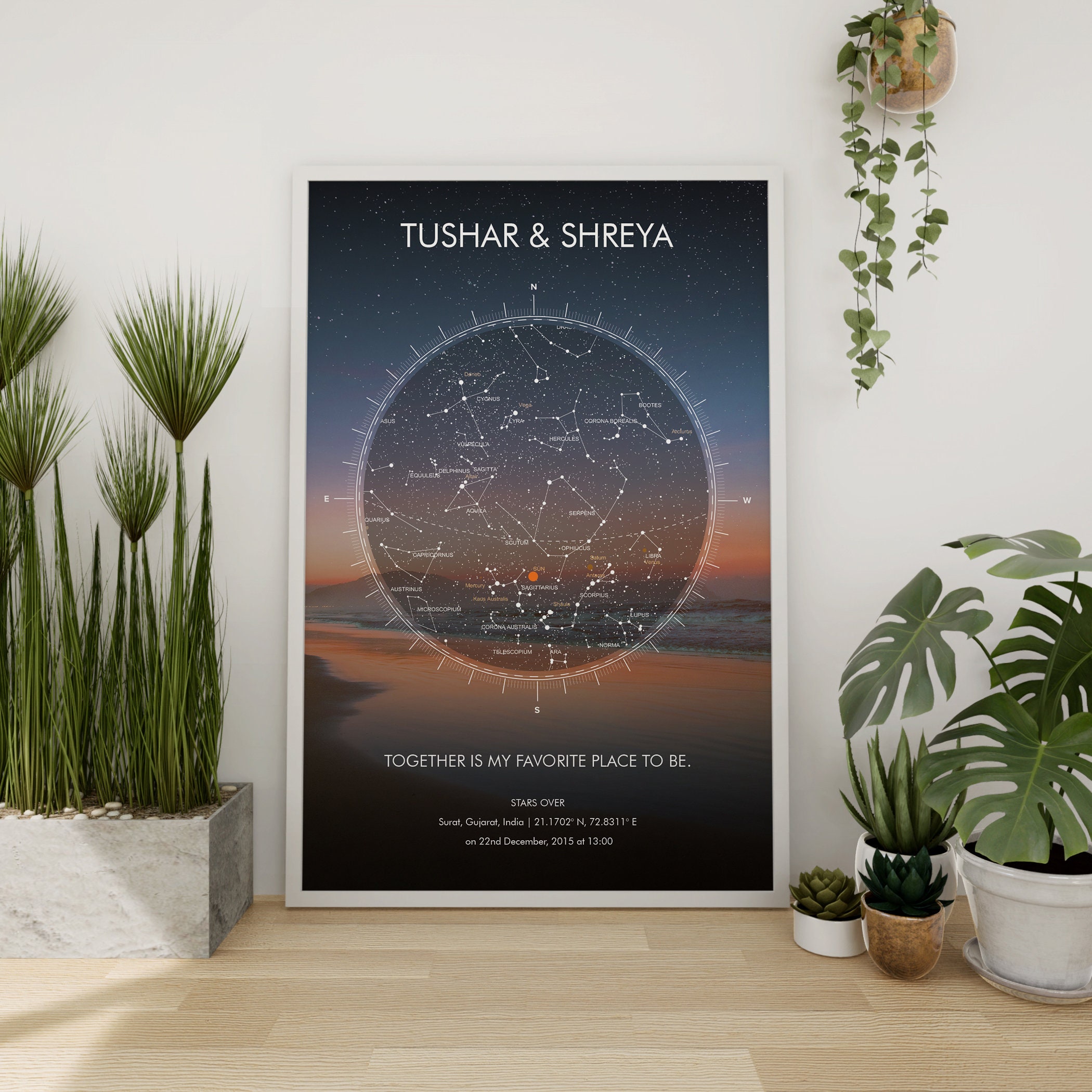 Customized Star Map Constellation Map on Certain Date Night Sky ...