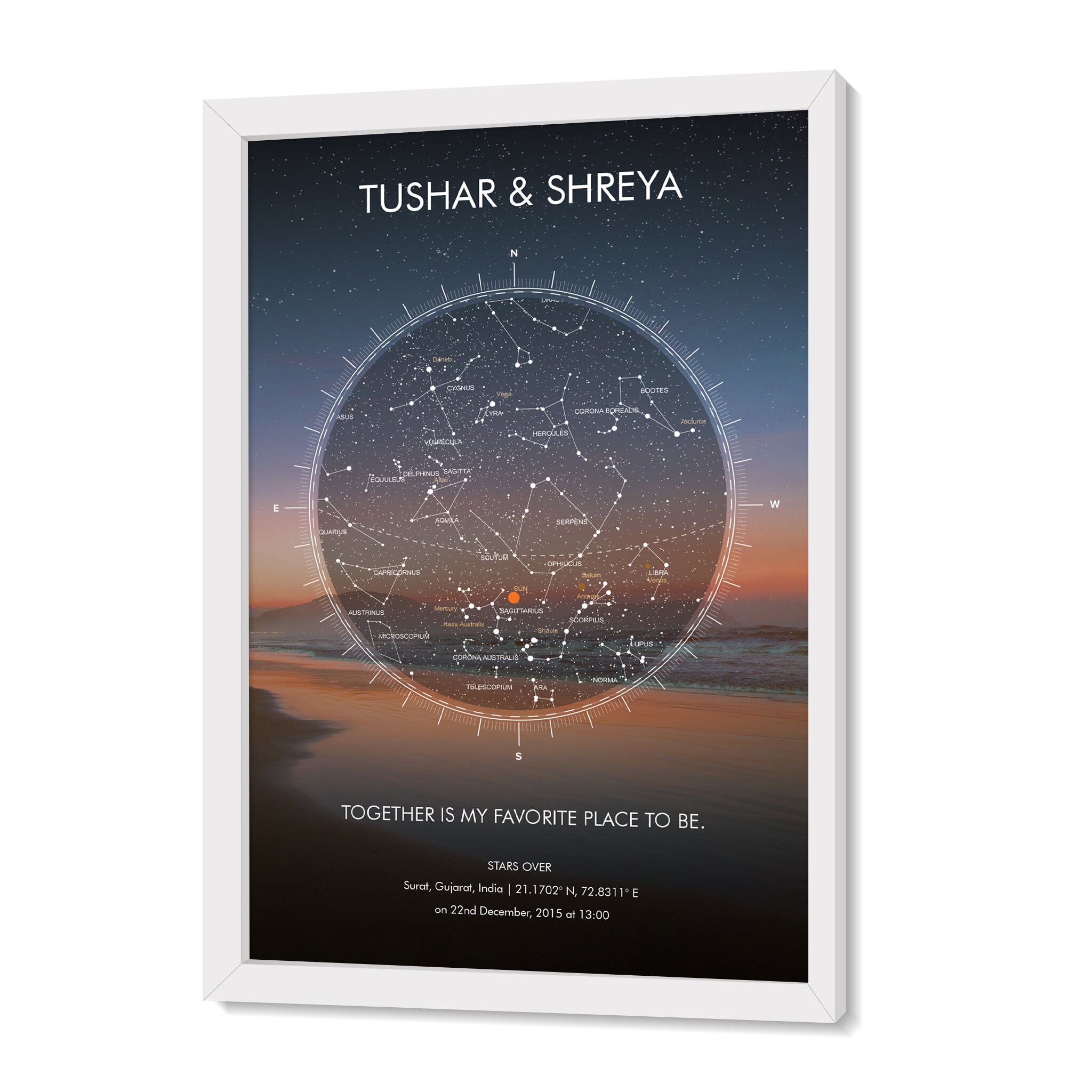 Customized Star Map Constellation Map on Certain Date Night Sky ...