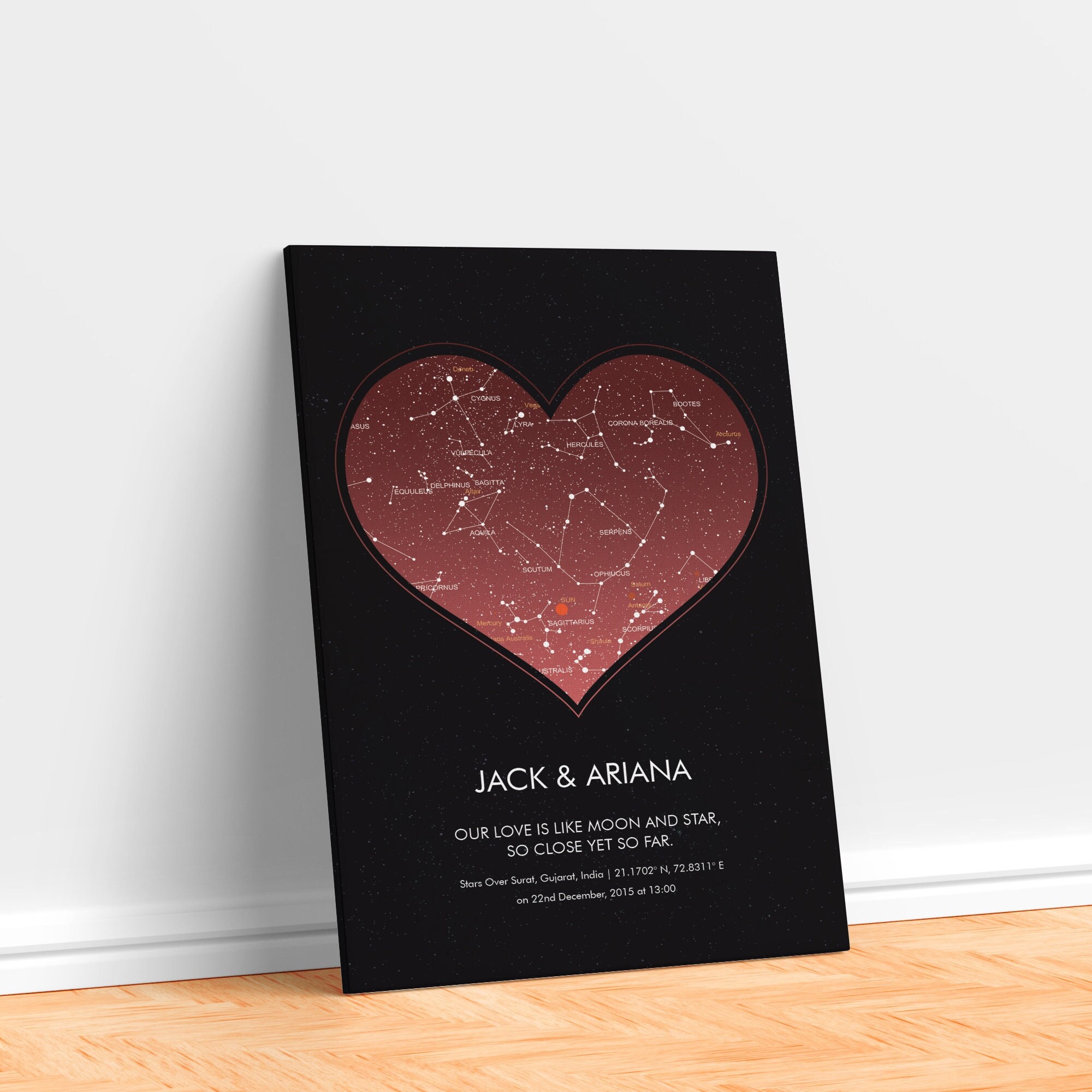 Customized Star Map Constellation Map on Certain Date Night Sky ...