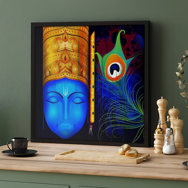 Krishna Blue Face Art - Etsy