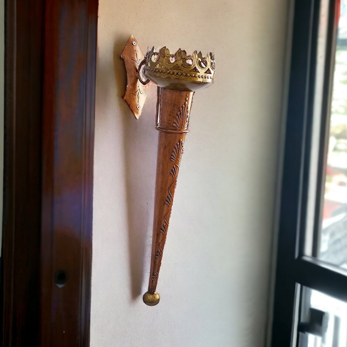 Hand Forged Decorative Fire Torch, Medieval Viking Vibe, Antique ...