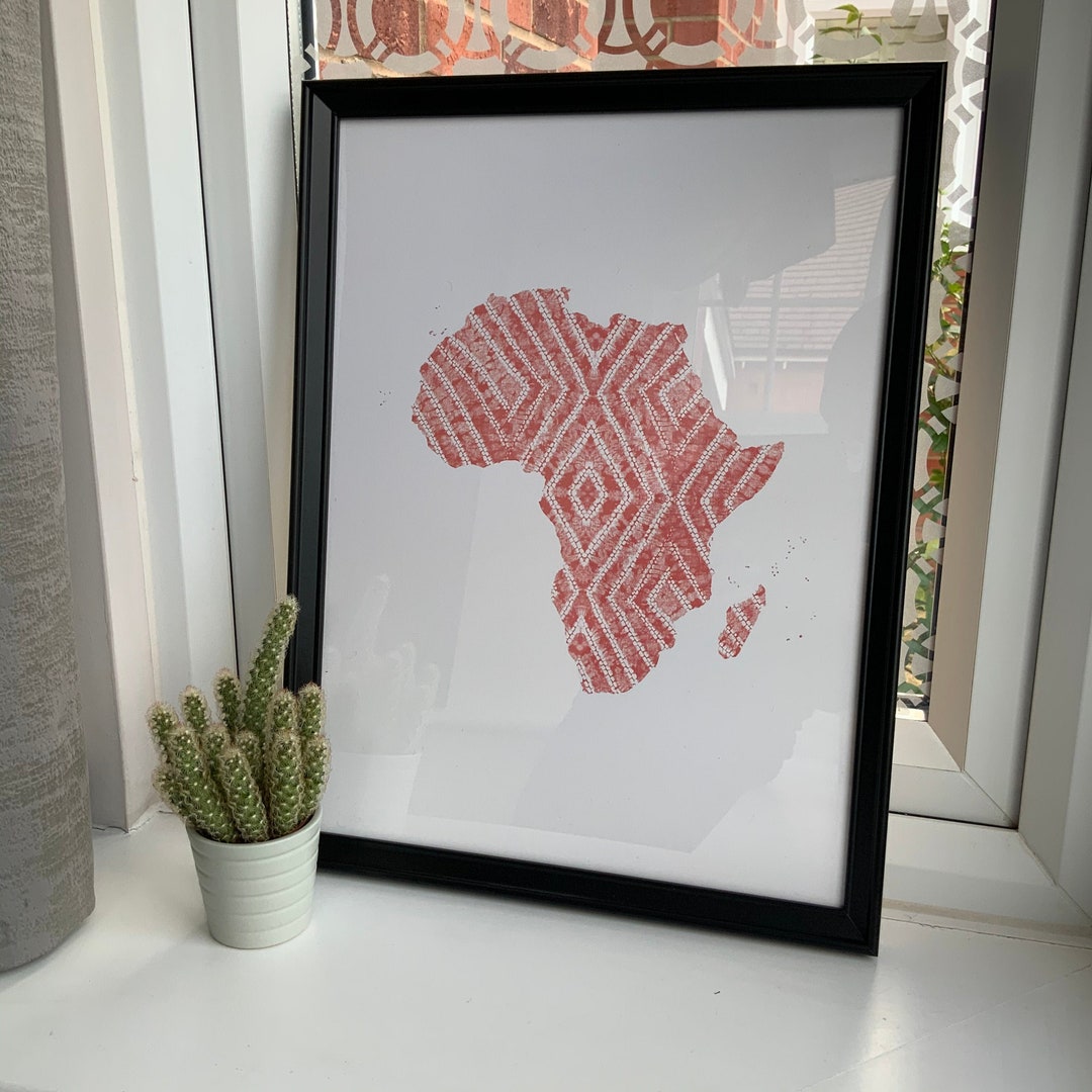 Pink Map of Africa Art Print Africa Painting Decoration - Etsy
