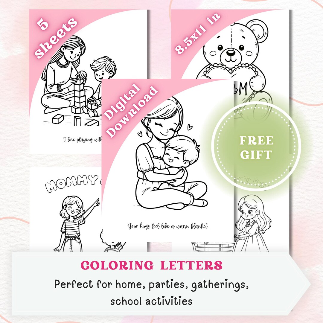 Mother's Day Printable Coloring Pages, Kids Activity, Unique Mother's ...