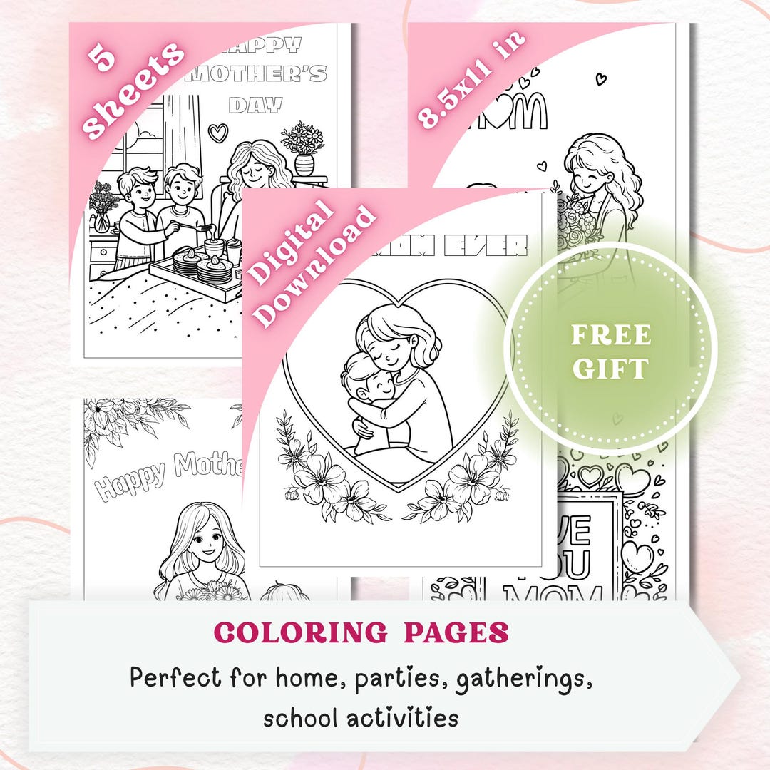 Mother's Day Printable Coloring Pages, Kids Activity, Unique Mother's ...