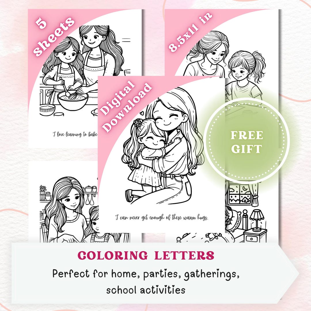 Mother's Day Printable Coloring Pages, Kids Activity, Unique Mother's ...