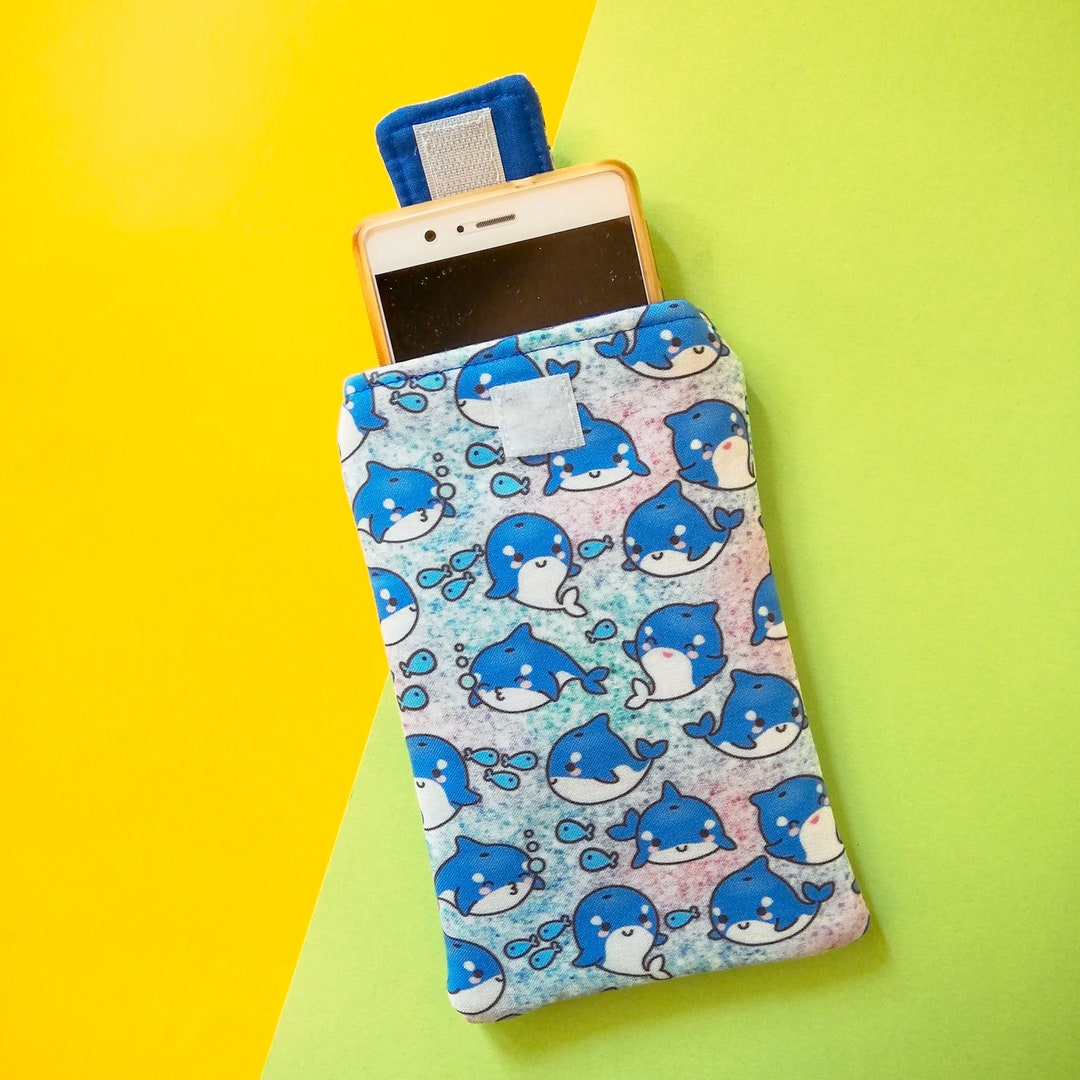 Kawaii Cell Phone Holder Themed Orcas in the Sea: Padded Phone Case, to ...