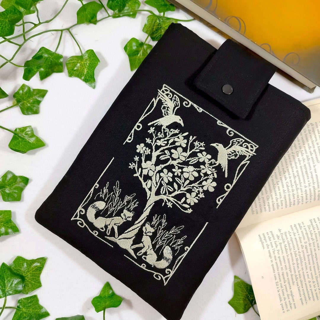 Book Sleeve to Protect Books Embroidered With Foxes and Crows. Case for ...