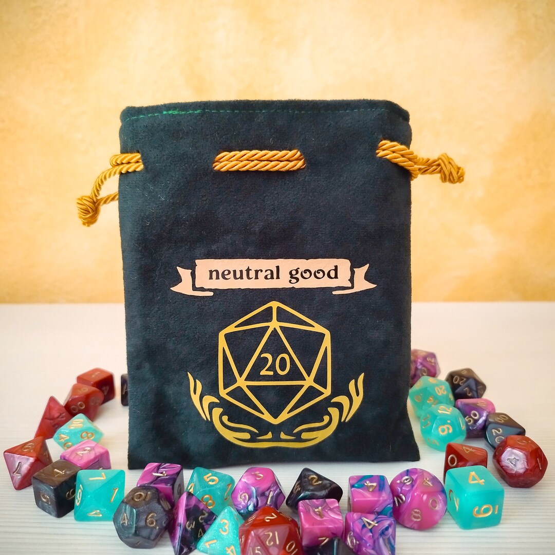 Neutral Good Alignment Themed Green Velor Dice Bag. Available in 3 ...