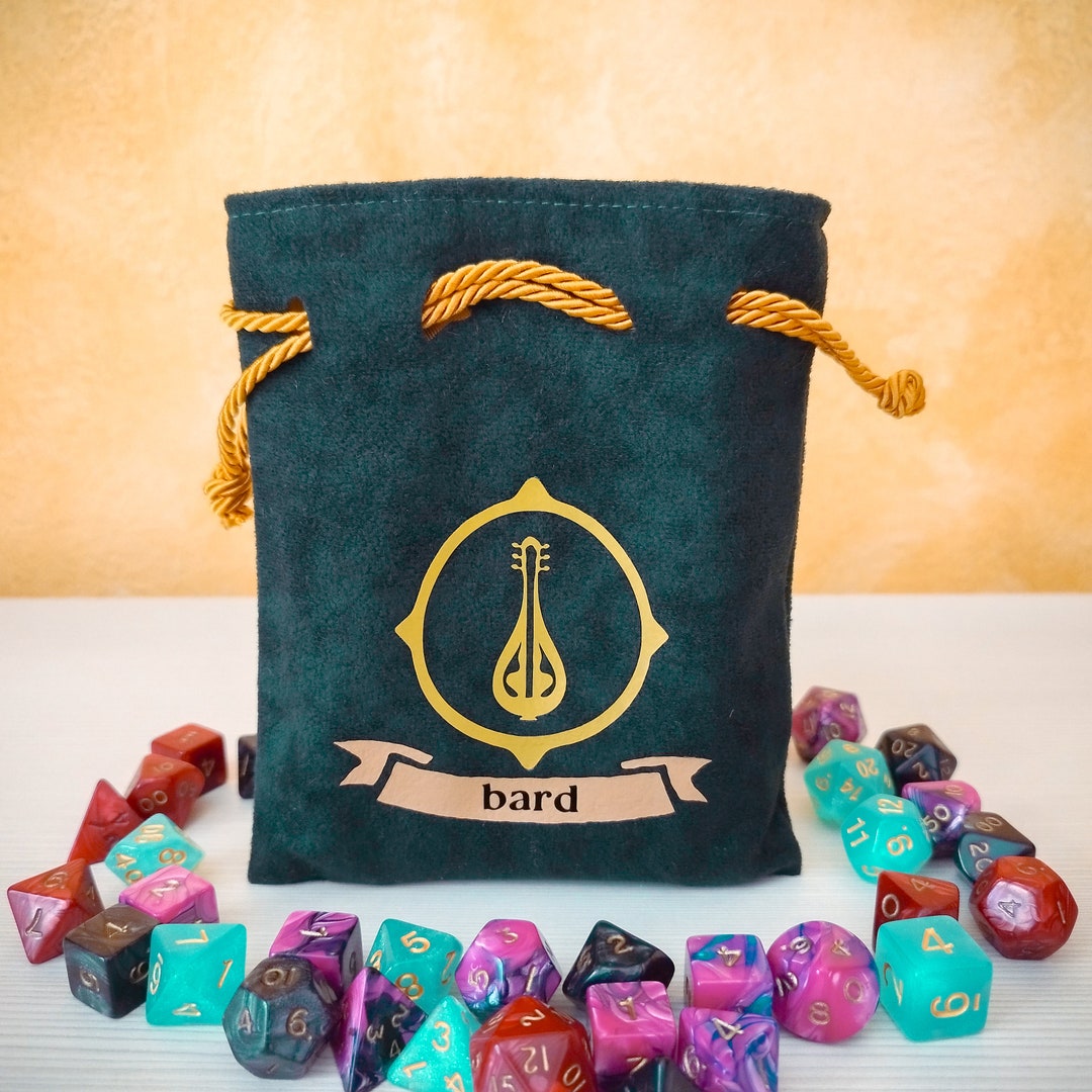 Green Velour Dice Bag With a Bard and Lute Class Theme. Available in ...