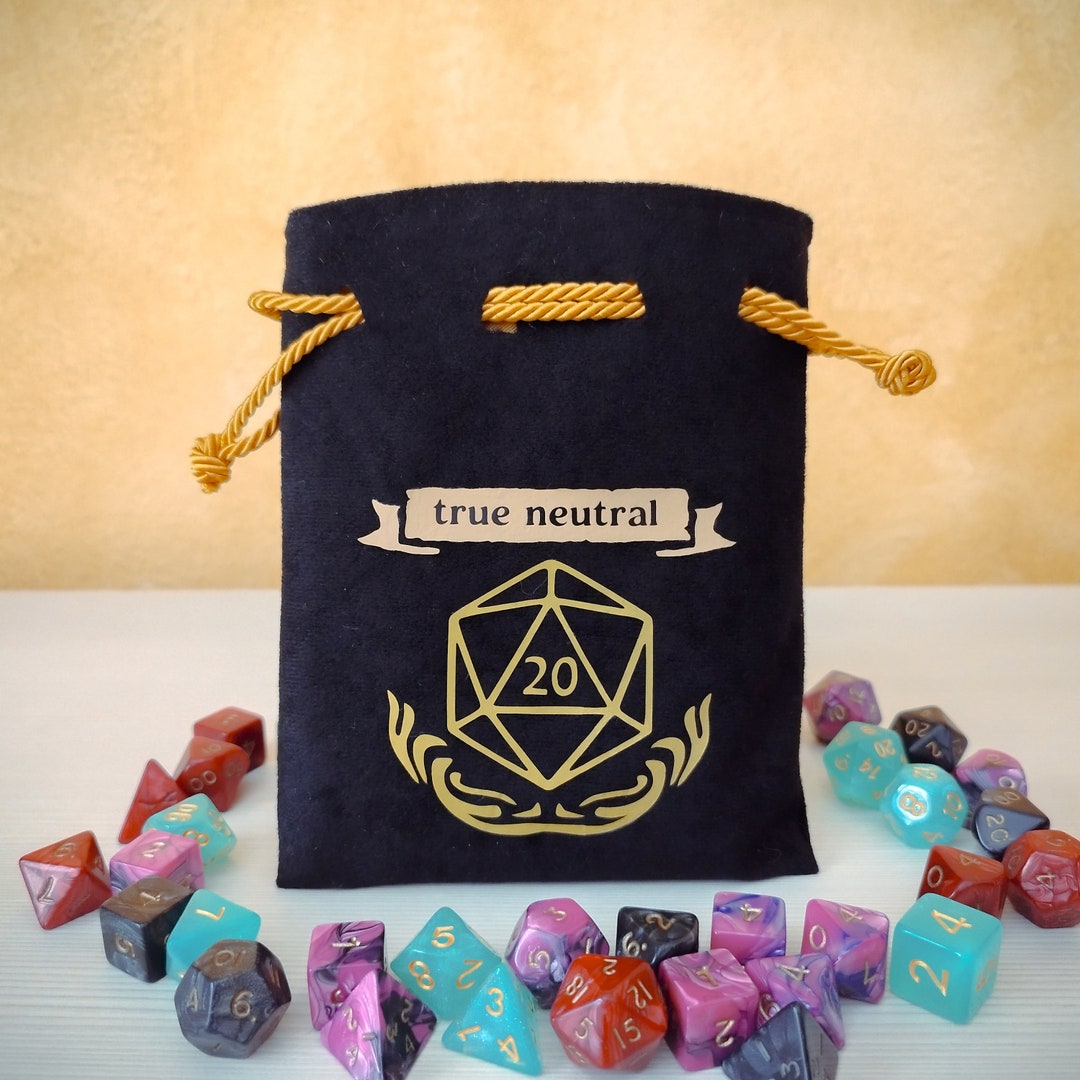 True Neutral Alignment Themed Black Velor Dice Bag. Available in 3 ...