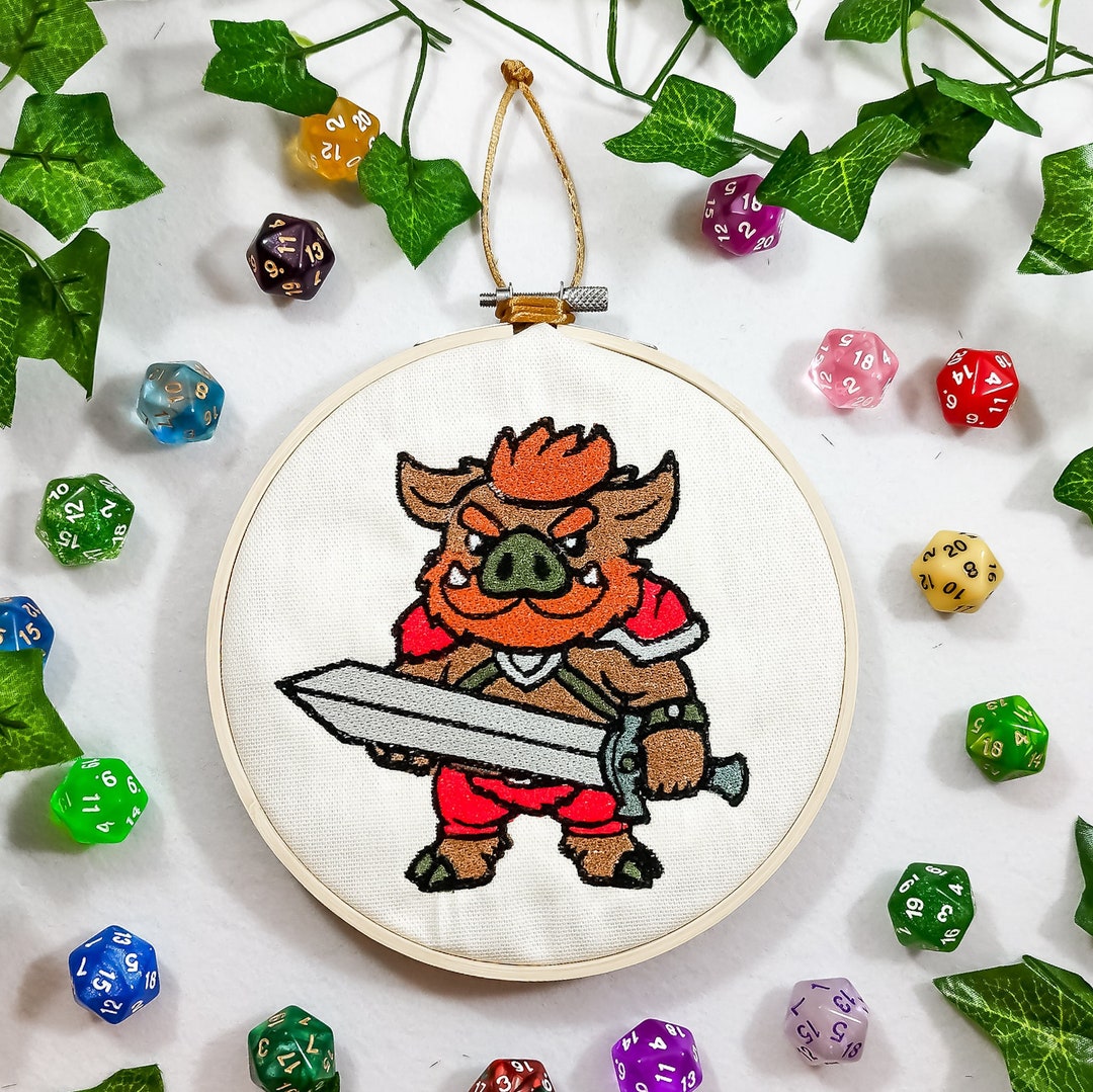 Barbarian Boar Class Embroidery Wall Decor. Fantasy Role Playing Game ...