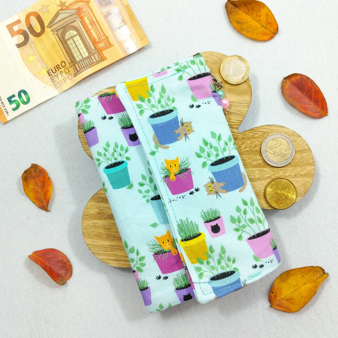 Kawaii Wallet Themed With Cats in Pots: for Money Cards and - Etsy