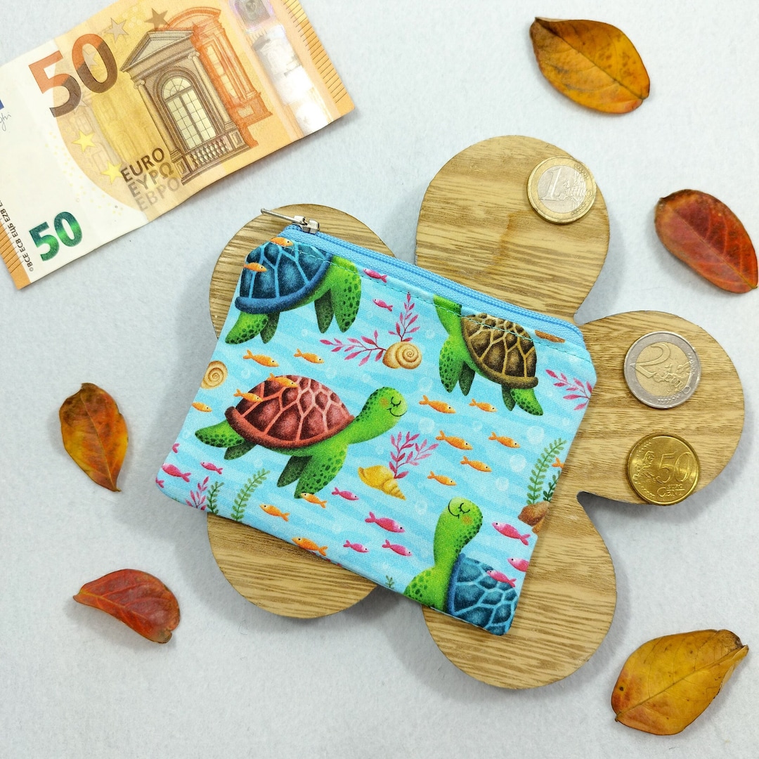 Kawaii Turtles in the Sea Coin Purse: for Money, Banknotes, Coins ...