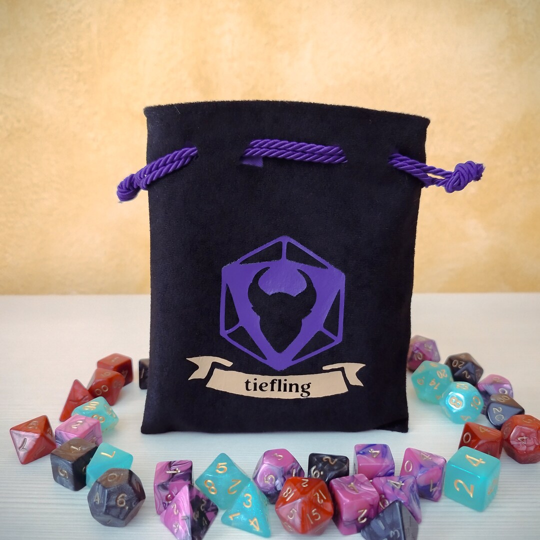 Black Velour Dice Bag With a Tiefling and Horned Theme. Available in ...