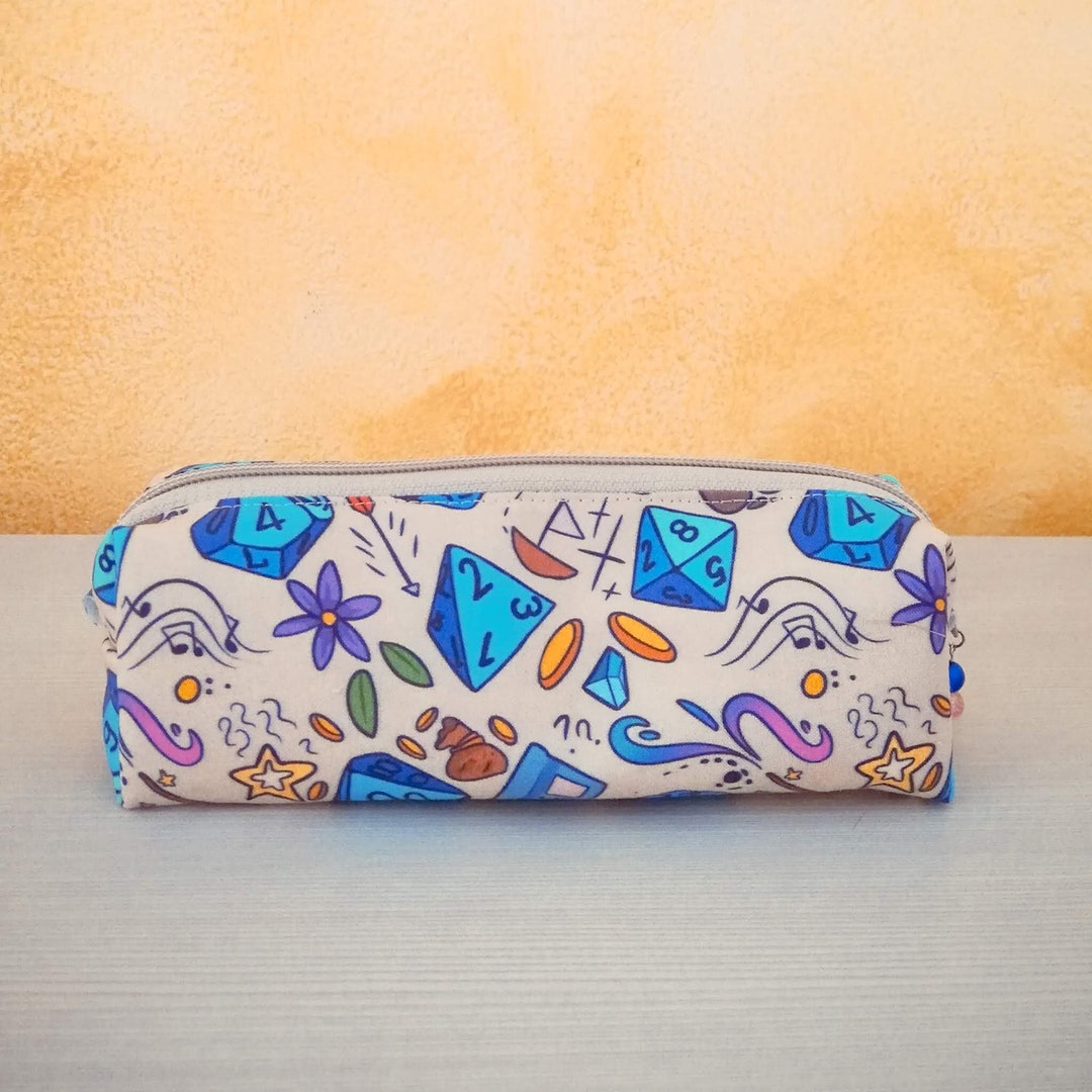 Fantasy RPG Blue Dice Themed Pencil Case: Rectangular Case for Pencils ...