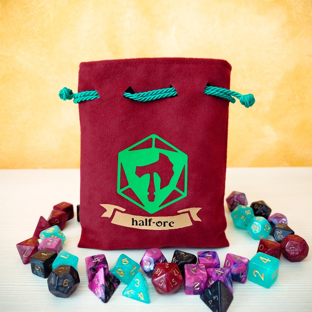 Half Orc and Ax Race Themed Red Velor Dice Bag. Available in 3 Sizes ...
