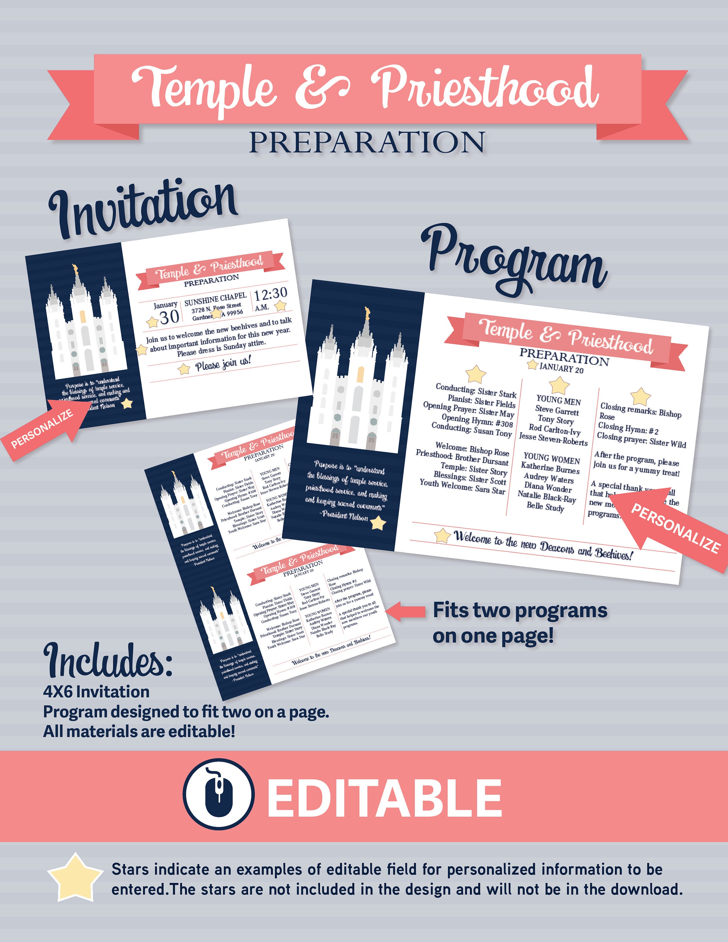 Temple and Priesthood Preparation Invitation and Program - Etsy