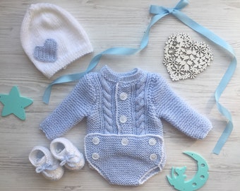 Knitting outfit for baby boy. Newborn boy clothing set. Take | Etsy