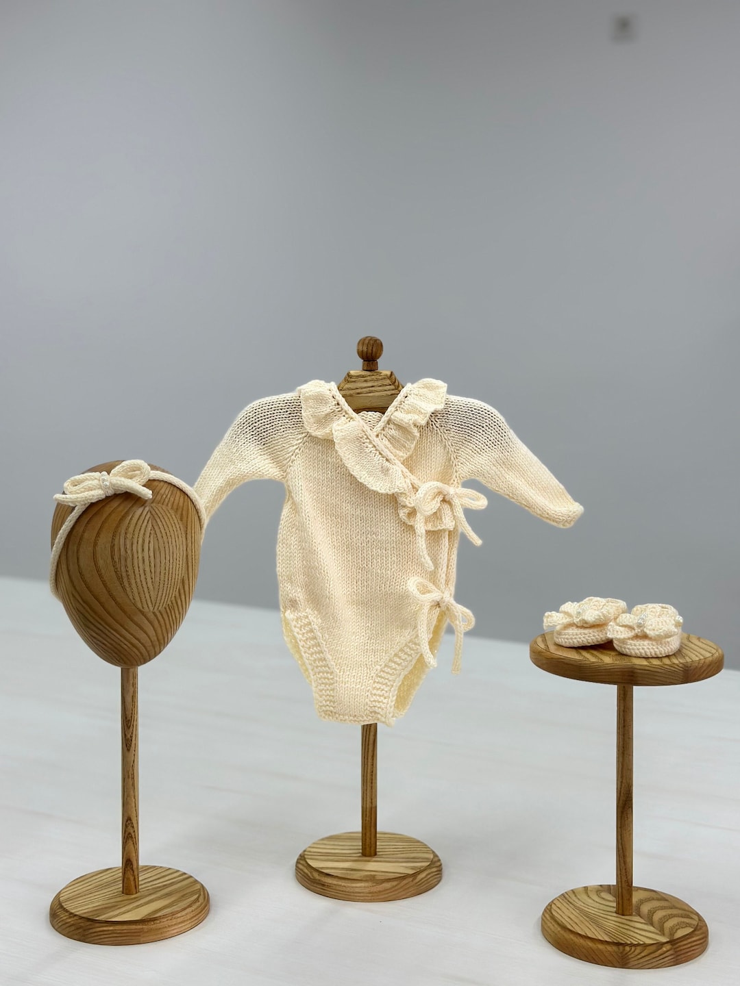 Soft and Stylish Light Beige Baby Girl Set - Hand Knit Light Beige ...