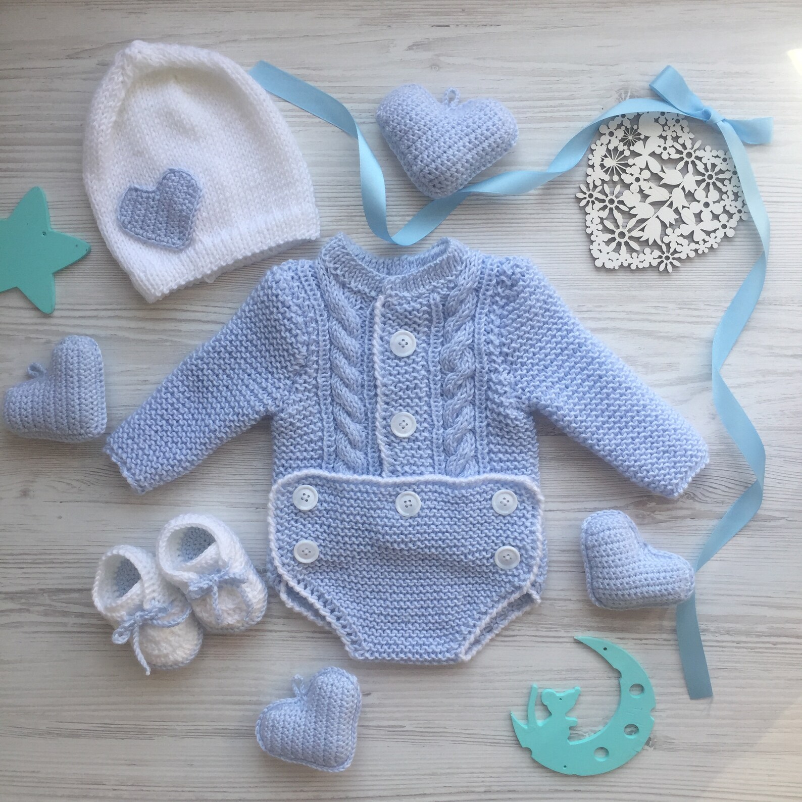 Outfit for Newborn Boy. Handmade Outfit. Knit Outfit for Baby - Etsy