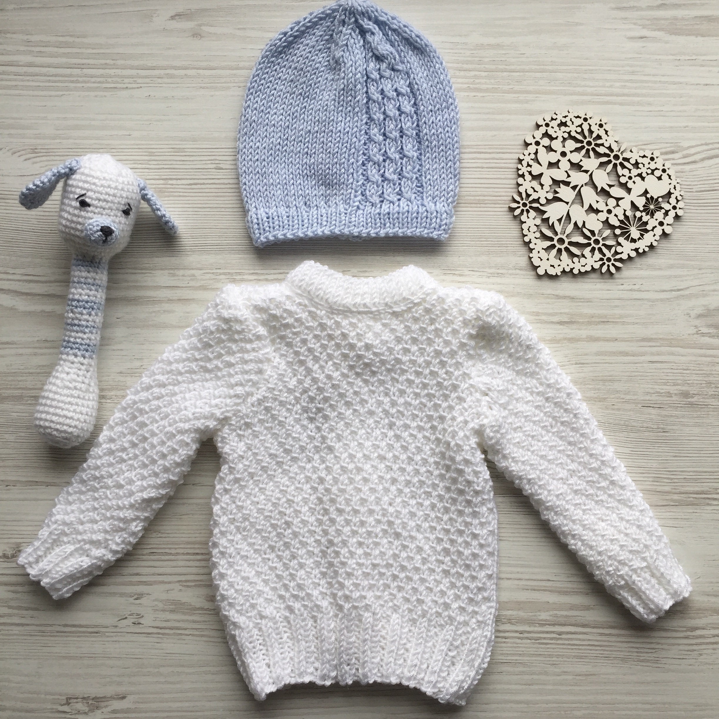 Knitting Clothing Set for Baby Boy. Knitting Romper, Sweater, Hat ...