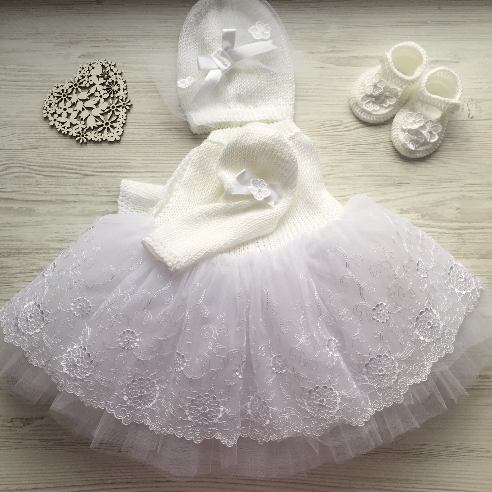 Christening Gown for Girl.baptism Outfit for Girl. Knitting - Etsy